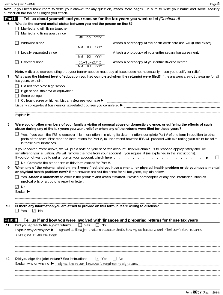 Publication 971 (10/2014), Innocent Spouse Relief | Internal Revenue ...