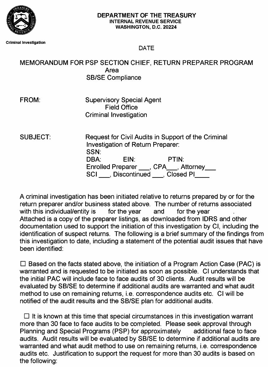 4.1.10 Return Preparer Program Coordinator | Internal Revenue Service